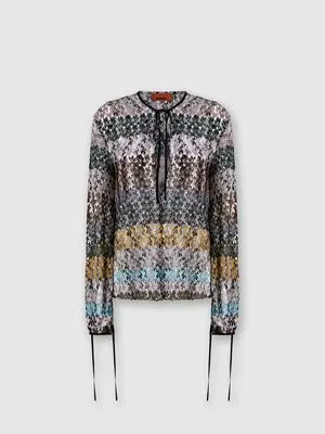 Missoni Crew Neck Blouse In Embroidered Lace - Multicoloured