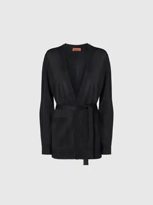 Missoni Lamé Fabric Cardigan With Belt - Black