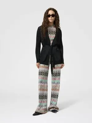 Missoni Lamé Fabric Cardigan With Belt - Black