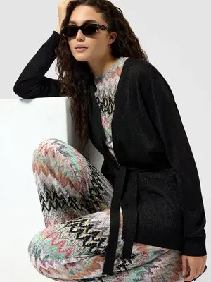 Missoni Lamé Fabric Cardigan With Belt - Black