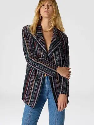 Missoni Breasted Blazer With Herringbone Stripe Knit