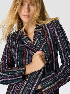 Missoni Breasted Blazer With Herringbone Stripe Knit