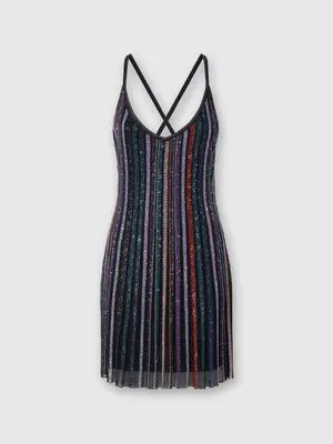 Missoni Mini Dress With Criss-cross Straps And Geometric Knit