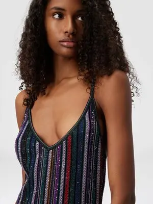 Missoni Mini Dress With Criss-cross Straps And Geometric Knit