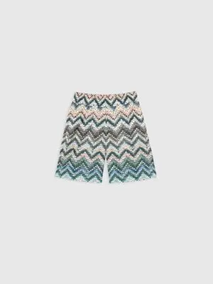 Missoni Length Swim Shorts With Abstract Zig Zag Print - Multicoloured