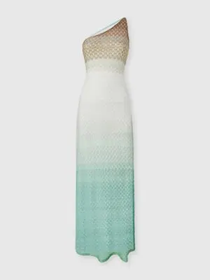 Missoni Shoulder Dress In Lamé Viscose With Dégradé Spiderweb Motif - Green