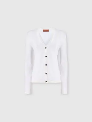 Missoni Tone-on-tone Zigzag Cotton And Viscose Cardigan - White