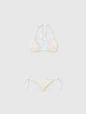 Missoni Triangle Bikini In Lamé Viscose With Raschel Workmanship White