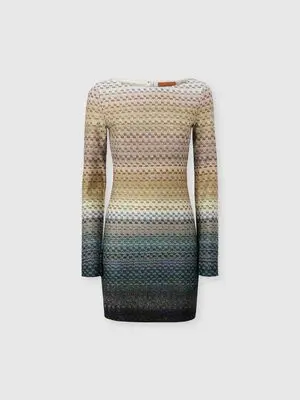 Missoni Neck Dress With Staggered Knit - Blue