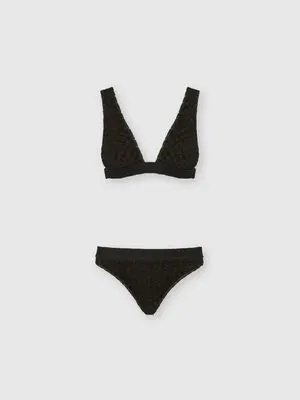 Missoni Bralette Bikini In Lamé Viscose With Raschel Workmanship - Black