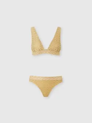 Missoni Bralette Bikini In Lamé Viscose With Raschel Workmanship - Gold