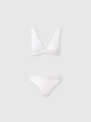 Missoni Bralette Bikini In Lamé Viscose With Raschel Workmanship - White