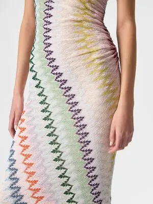 Missoni One-shoulder Chevron Lamé Viscose Maxi Dress