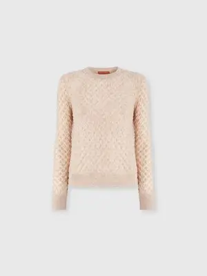Missoni Cashmere Crewneck Sweater With Lace Pattern - Beige