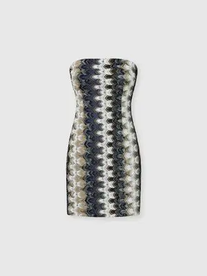 Missoni Bustier Mini Dress In Lamé Viscose With Lace Motif - Multicoloured