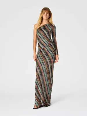 Missoni Shoulder Dress In An Irregular Zigzag Knit With Sequins