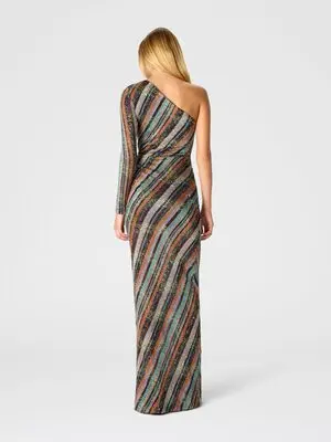 Missoni Shoulder Dress In An Irregular Zigzag Knit With Sequins