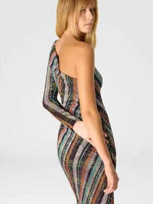 Missoni Shoulder Dress In An Irregular Zigzag Knit With Sequins