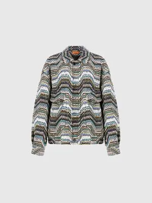 Missoni Oversized Jacket In Wool Blend Zig Zag - Multicoloured