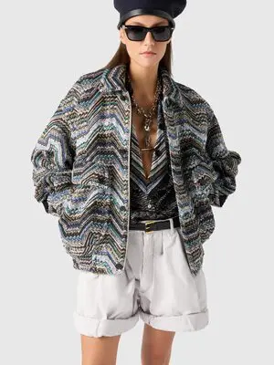 Missoni Oversized Jacket In Wool Blend Zig Zag