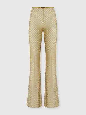 Missoni Flared Trousers In Lamé Viscose With Raschel Workmanship - Gold