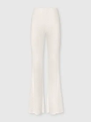 Missoni Flared Trousers In Lamé Viscose With Raschel Workmanship - White