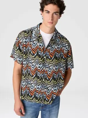 Missoni Bowling Shirt In Viscose With Abstract Zigzag Print
