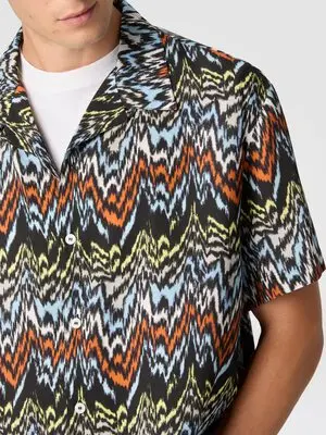 Missoni Bowling Shirt In Viscose With Abstract Zigzag Print