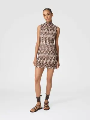 Missoni Neck Mini Dress In Embroidered Lace