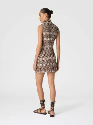 Missoni Neck Mini Dress In Embroidered Lace