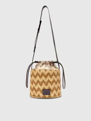 Missoni Bucket Bag In Leather - Beige