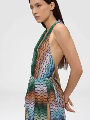 Missoni Short Cover-up With Greek Motif And Open Back