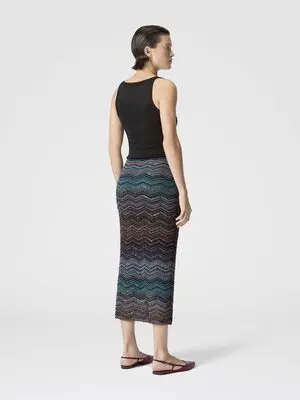Missoni Tube Viscose Chevron Lamé Long Skirt With Sequins