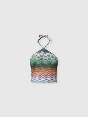Missoni Halterneck Cropped Top In Viscose Lam - Multicoloured