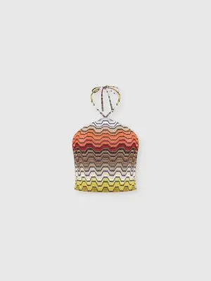 Missoni Halterneck Cropped Top In Viscose Lam - Multicoloured