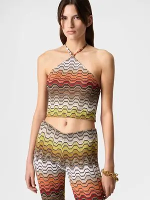 Missoni Halterneck Cropped Top In Viscose Lam - Multicoloured