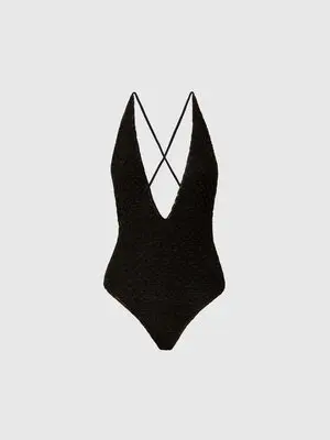 Missoni Piece Swimsuit In Lamé Viscose With Raschel Workmanship - Black