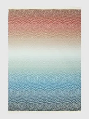 Missoni Ciro Plaid In 100% Wool 130x190 Cm With Fringes And Chevron Pattern