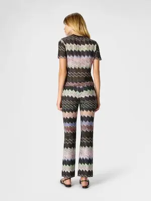 Missoni Pattern Viscose Lamé Cropped Trousers