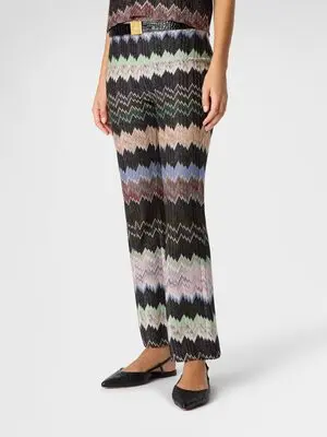 Missoni Pattern Viscose Lamé Cropped Trousers