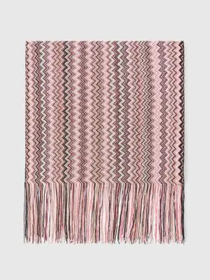 Missoni Viscose And Cotton Zigzag Scarf With Fringes - Multicoloured