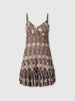 Missoni Mini Dress With Lace Ruffles - Beige