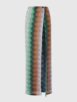 Missoni Long Skirt In Viscose Lamé With Greek Motif - Multicoloured
