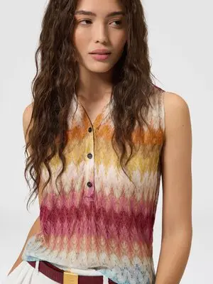 Missoni Sleeveless Viscose Lamé Blouse With Lace Motif