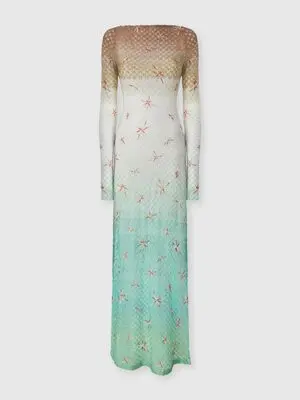 Missoni Up Dress In Lamé Viscose With Dégradé Spiderweb Motif And Embroidery - Multicoloured