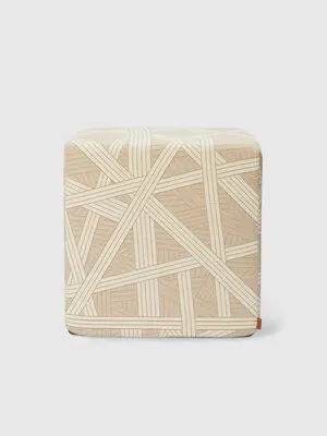 Missoni Nastri 40x40x40 Cm Footstool Cube With Contrasting Stitching - Beige