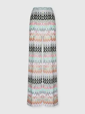 Missoni Wide Viscose And Cotton Lamé Trousers With Lace Motif - Multicoloured