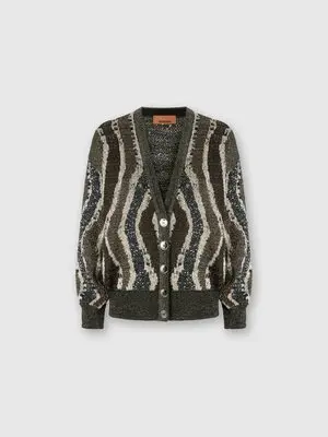 Missoni Boxy Cardigan With Buttons And Wave Pattern - Brown