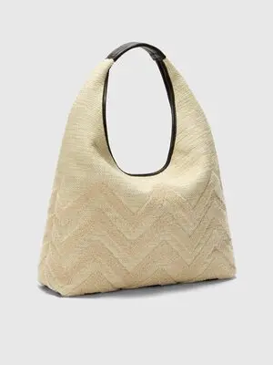 Missoni Leather And Canvas Hobo Bag