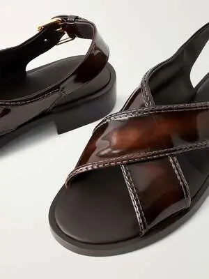 Church's Sondra Patent-leather Sandals - Chocolate